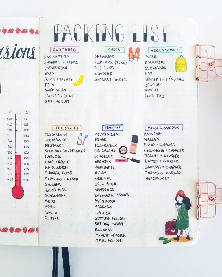 20+ Bullet Journal Packing List Ideas for Better Organization