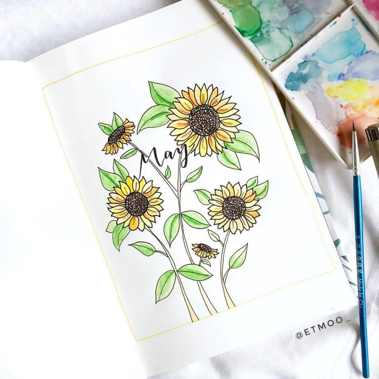 28 Bright Sunflower Bullet Journal Ideas - The Creatives Hour