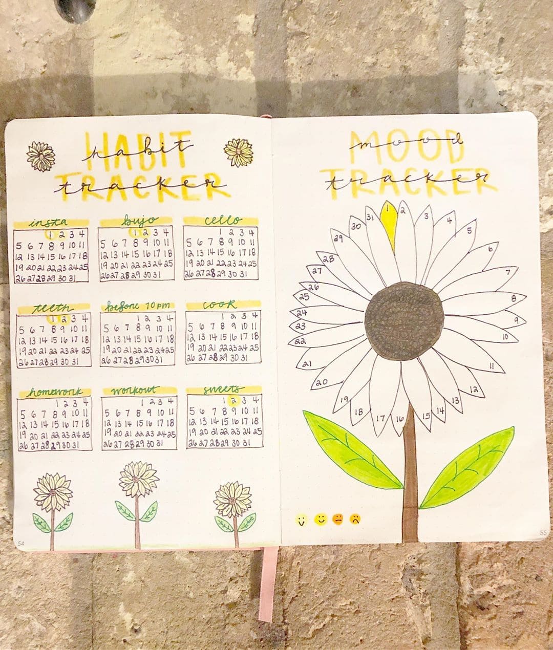 28 Bright Sunflower Bullet Journal Ideas