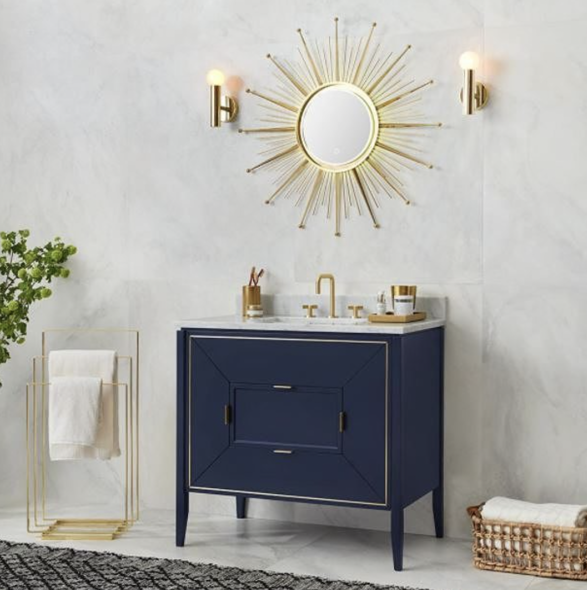 30 Navy Blue Vanity Bathroom Ideas You Will Love