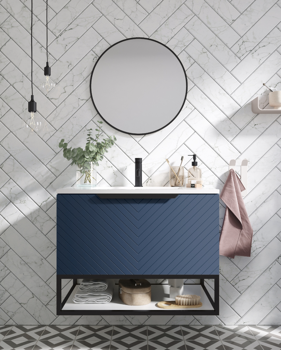 30 Navy Blue Vanity Bathroom Ideas You Will Love