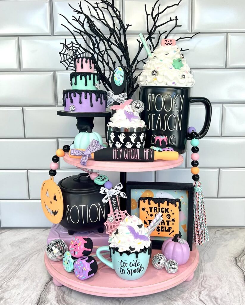 25 Haunted And Ghoulish Halloween Tiered Tray Decor Ideas You Need to Check