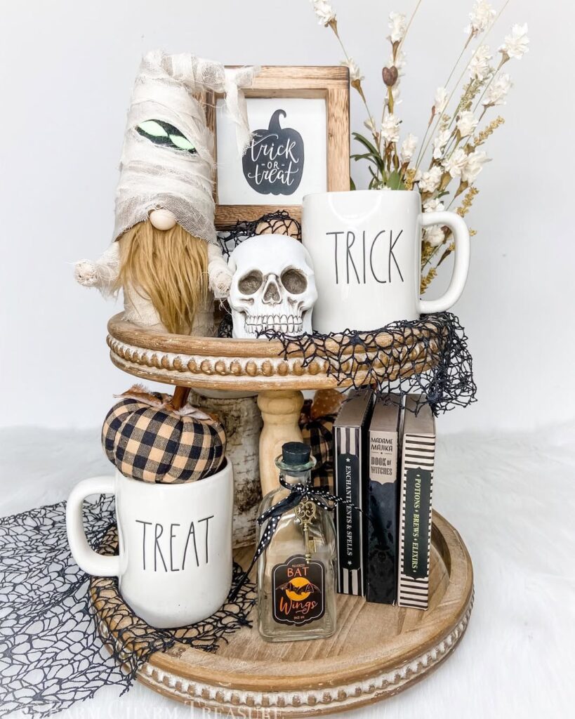 25 Haunted And Ghoulish Halloween Tiered Tray Decor Ideas You Need to Check